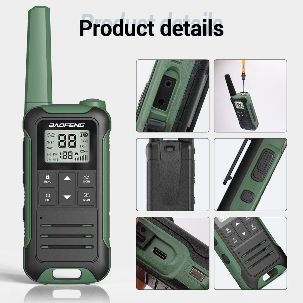 Baofeng F22 Mini Walkie Talkie PMR446 FRS Long Range Portable Two-way ...