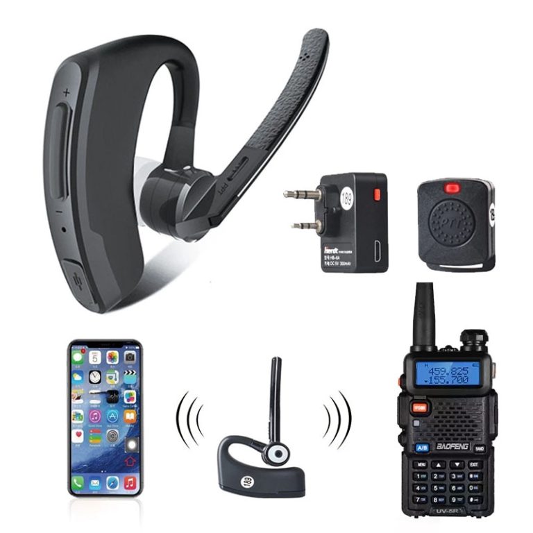 Walkie Talkie Bluetooth PTT Headset Two Way Radio Earpiece Adapter for ...